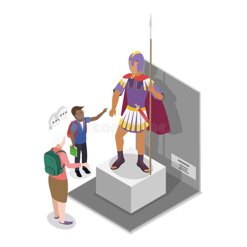 3D Isometric Flat Vector Illustration of School Museum Excursion. Item ...