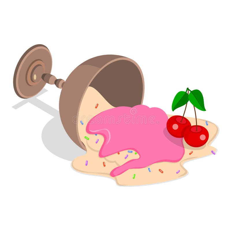 3D Isometric Flat Vector Illustration of Set of Fallen Ice Creams. Item ...