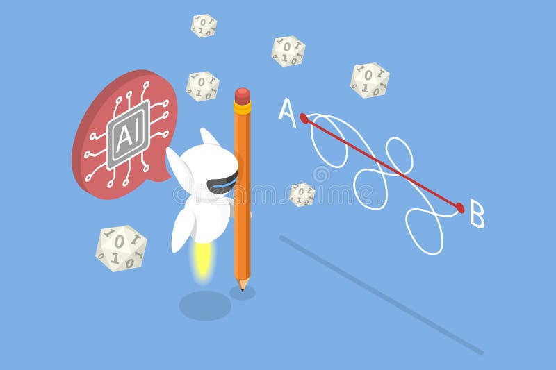 3D Isometric Flat Vector Illustration of Shortest Distance To Goal ...