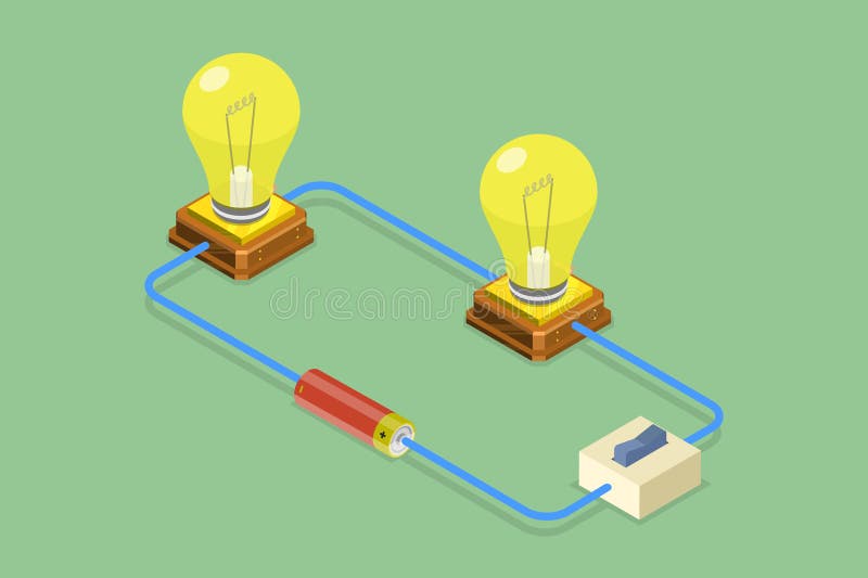 3D Isometric Flat Vector Illustration of Simple Electric Circuit Stock ...