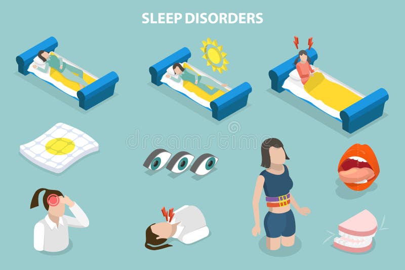 3D Isometric Flat Vector Illustration of Sleep Disorders Stock Vector ...