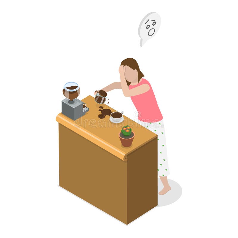 3D Isometric Flat Vector Illustration of Sleepy Early Morning. Item 4 ...