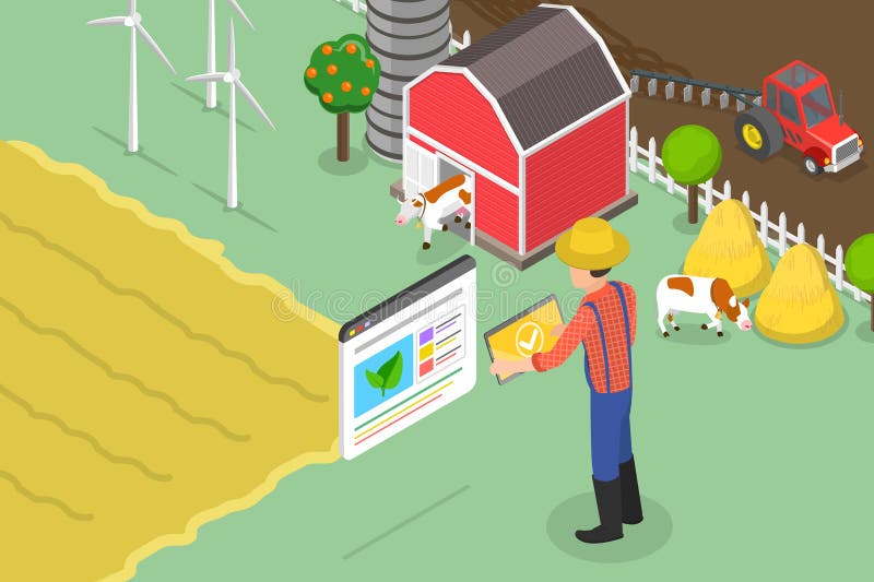 3D Isometric Flat Vector Illustration of Smart Farming Stock Vector ...