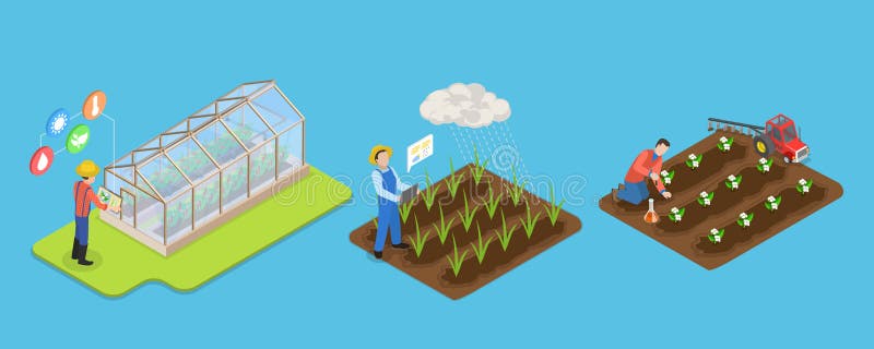 3D Isometric Flat Vector Illustration of Smart Farming Technologies ...