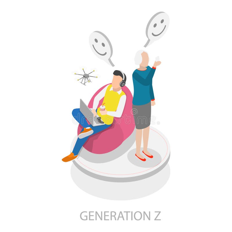 3D Isometric Flat Vector Illustration of Social Generations. Item 2 ...