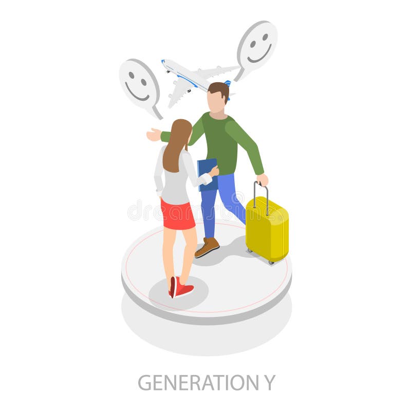 3D Isometric Flat Vector Illustration of Social Generations. Item 3 ...
