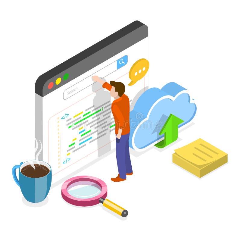 3d Isometric Flat Vector Illustration Of Software Development Item 1 Stock Vector