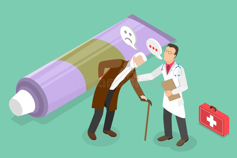 3D Isometric Flat Vector Illustration of Sore Back Treatment Stock ...