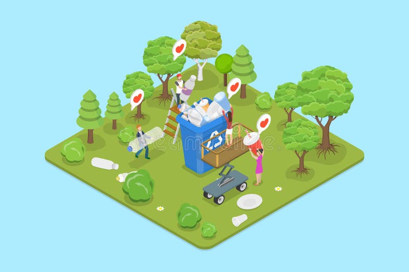 3D Isometric Flat Vector Illustration of Sorting and Recycling Garbage ...