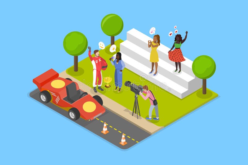 3D Isometric Flat Vector Illustration of Sport Reporter Stock Vector ...