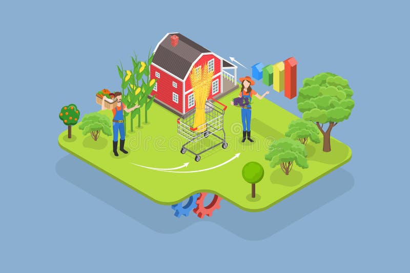3D Isometric Flat Vector Illustration of Sustainable Agriculture Stock ...