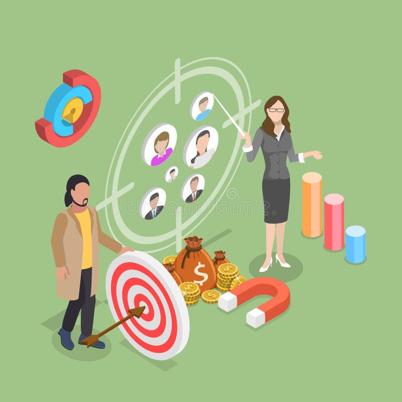 3D Isometric Flat Vector Illustration of Target Audience Research Stock ...