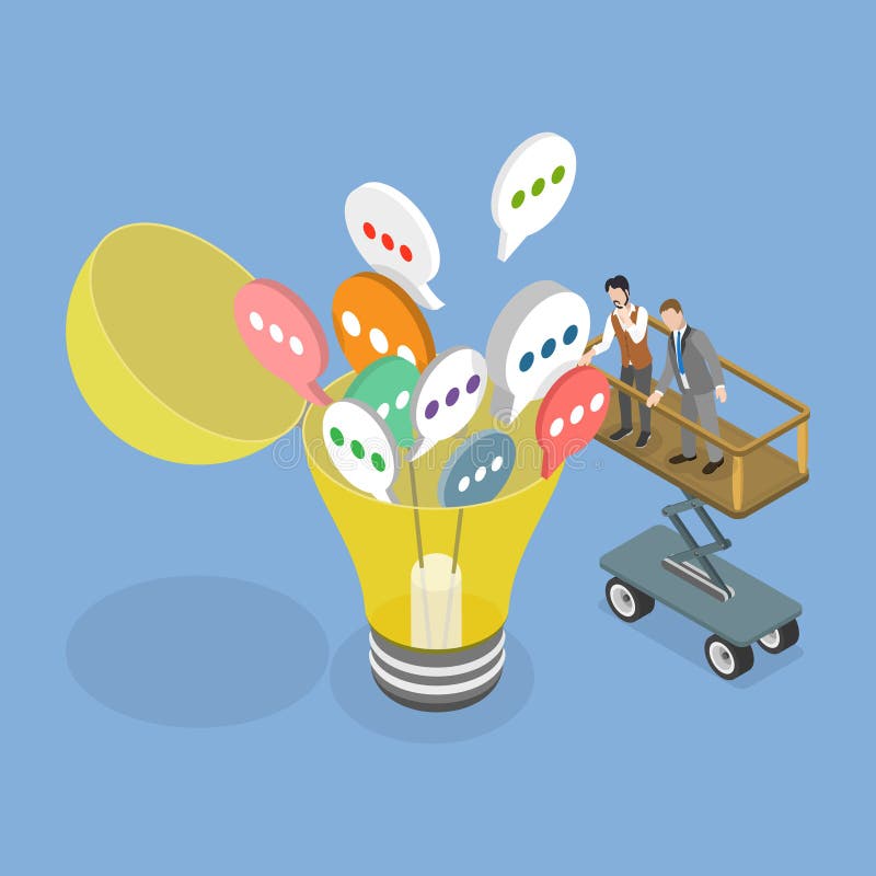 3D Isometric Flat Vector Illustration of Team Communication Stock ...