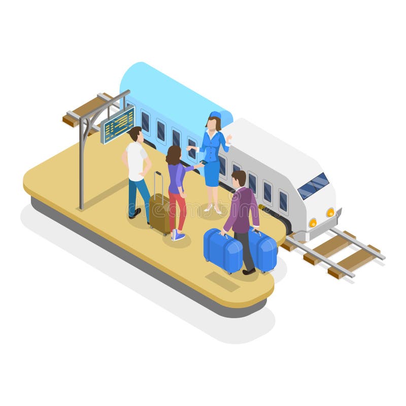 3D Isometric Flat Vector Illustration of Train Conductor. Item 1 Stock ...