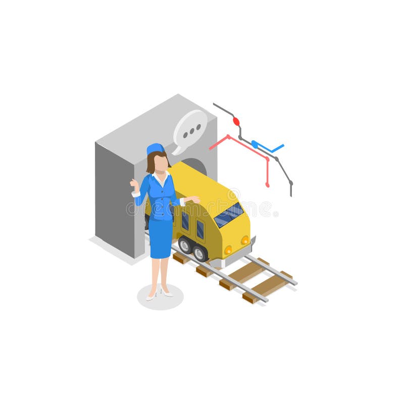 3D Isometric Flat Vector Illustration of Train Conductor. Item 2 Stock ...