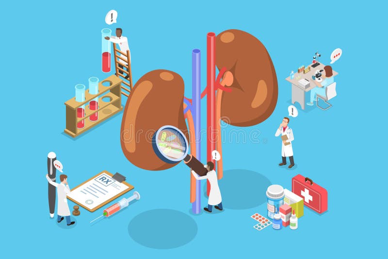 3D Isometric Flat Vector Illustration of Treatment of Kidneys Stock ...