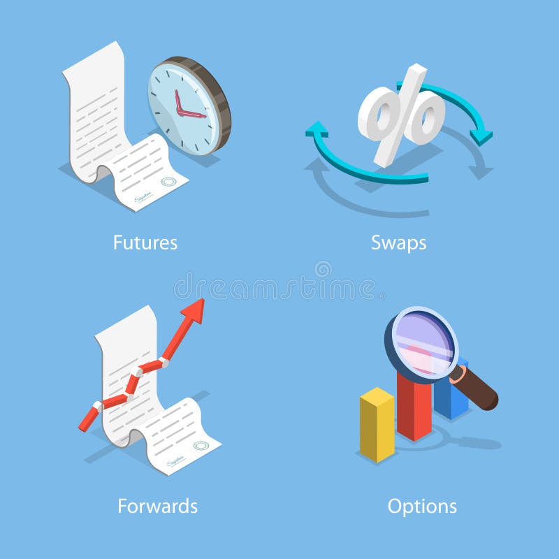 3D Isometric Flat Vector Illustration of Types of Derivatives Stock ...