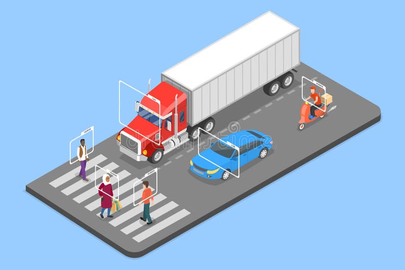 3D Isometric Flat Vector Illustration of Vehicle Recognition Stock ...