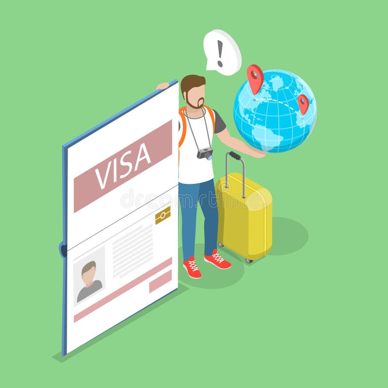 3D Isometric Flat Vector Illustration of Visa Sticker in Passport Stock ...