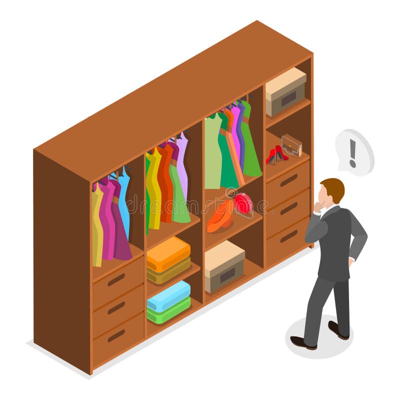 3D Isometric Flat Vector Illustration of Walk-in Closet. Item 2 Stock ...