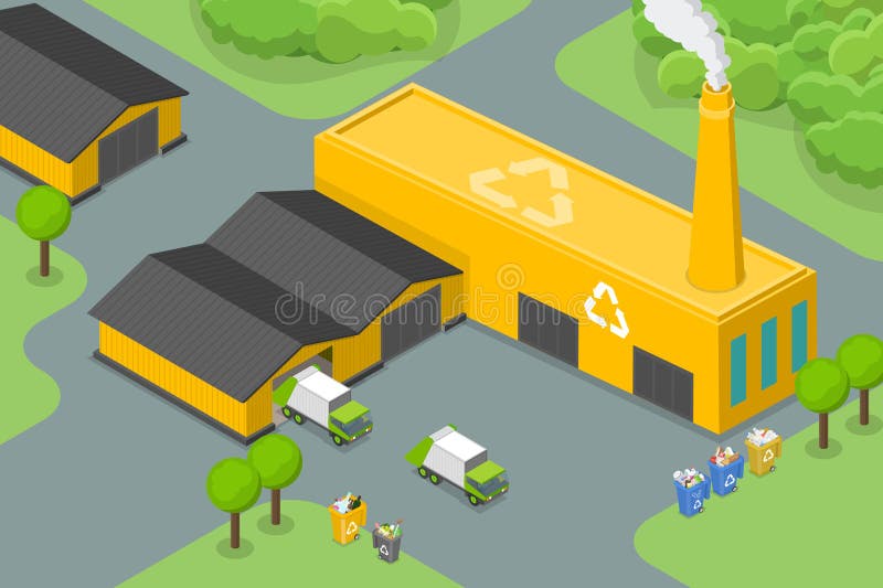 3D Isometric Flat Vector Illustration of Waste Management Facilities ...