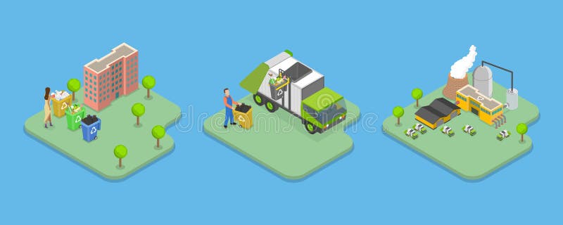 3D Isometric Flat Vector Illustration of Waste Management Stock Vector ...