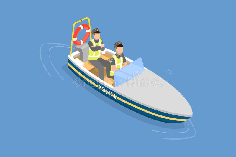 3D Isometric Flat Vector Illustration of Water Police Stock ...