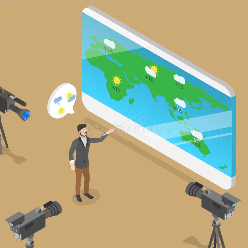 3D Isometric Flat Vector Illustration of Weather Forecast Stock Vector ...