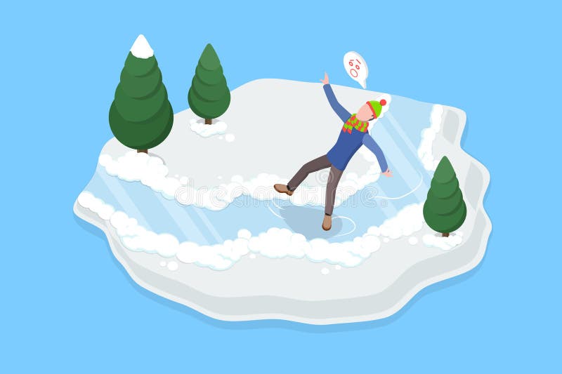 3D Isometric Flat Vector Illustration of Winter Weather Problems Stock ...