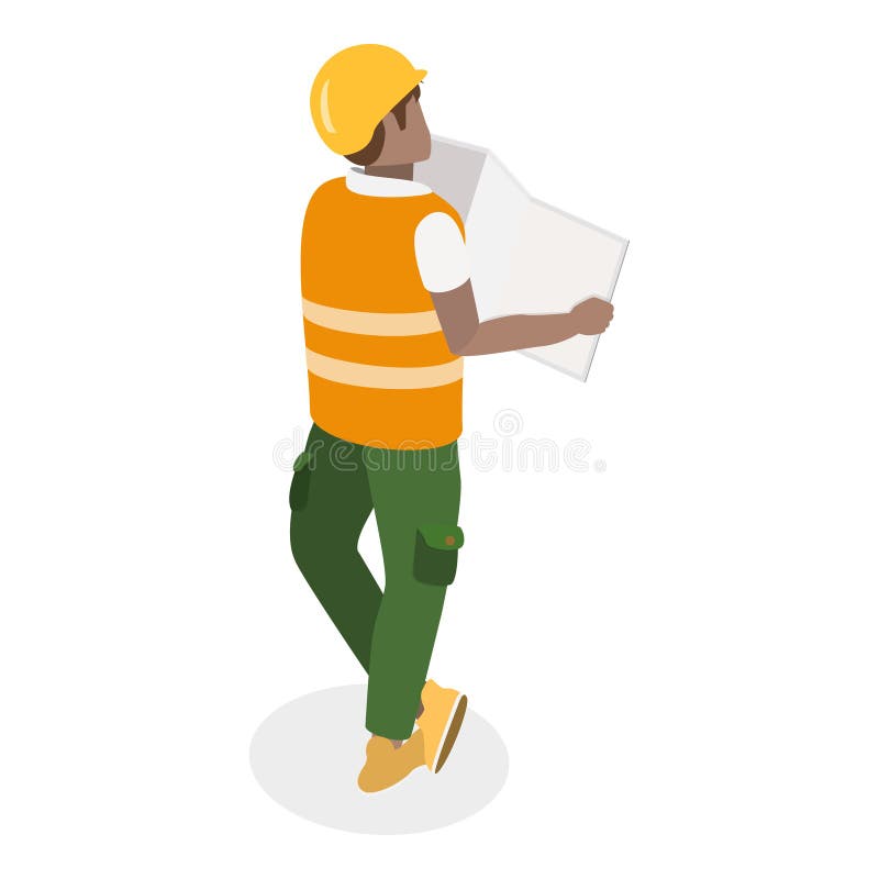 3D Isometric Flat Vector Illustration of Workers Construction Engineers. Item 3 Stock ...