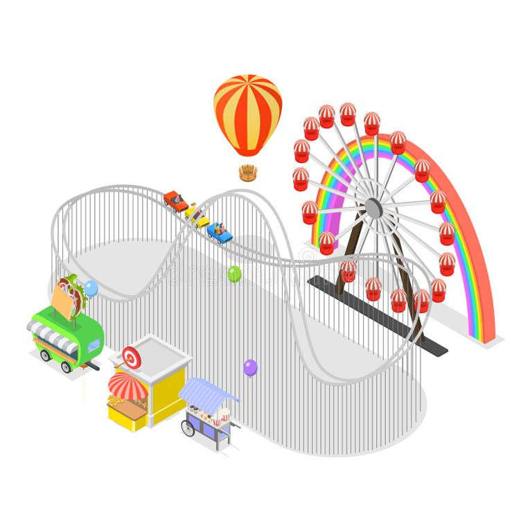 3D Isometric Flat Vector Set of Amusement Parks. Item 1 Stock Vector ...