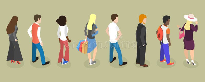 3D Isometric Flat Vector Set of Back View People Stock Vector ...
