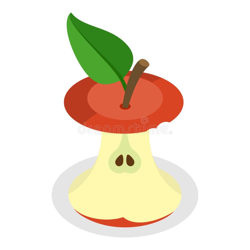3D Isometric Flat Vector Set of Bitten Apple. Item 4 Stock Illustration ...