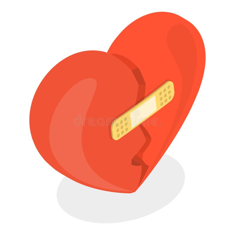 3D Isometric Flat Vector Set of Broken Hearts. Item 3 Stock ...