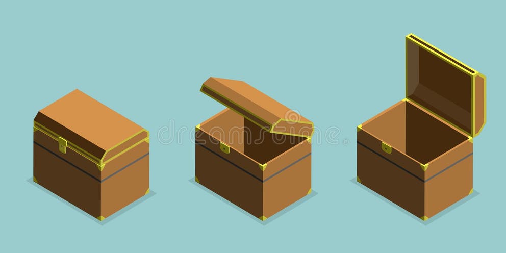 3D Isometric Flat Vector Set of Chests Stock Vector - Illustration of ...