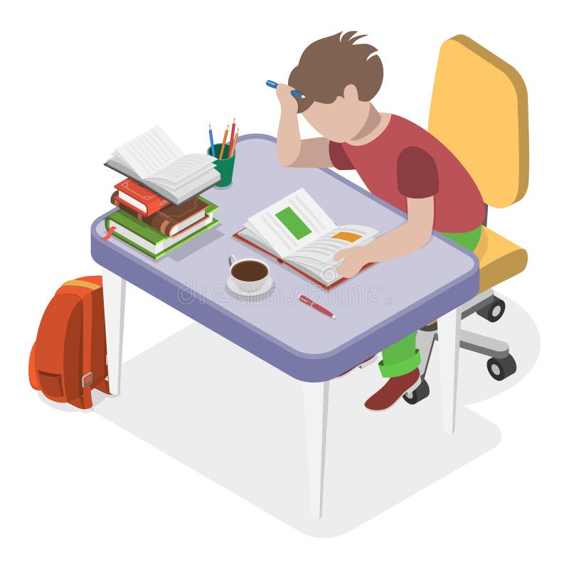 3D Isometric Flat Vector Set of Children Study. Item 1 Stock Vector ...