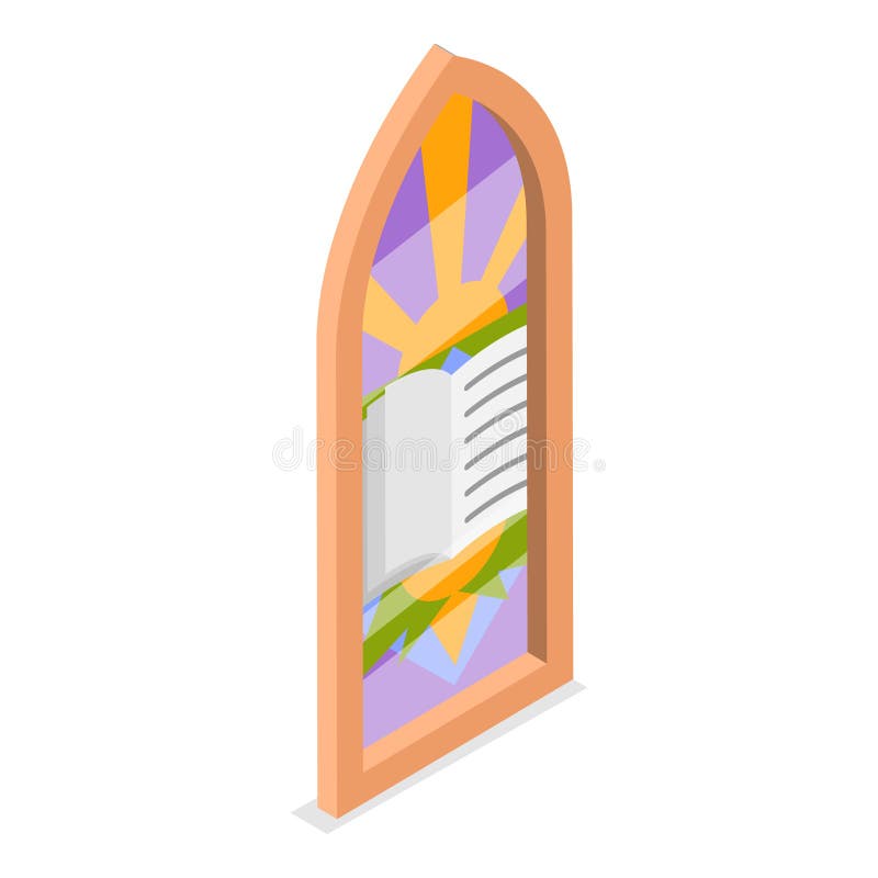 3D Isometric Flat Vector Set of Church Stained Arched Windows. Item 3 ...