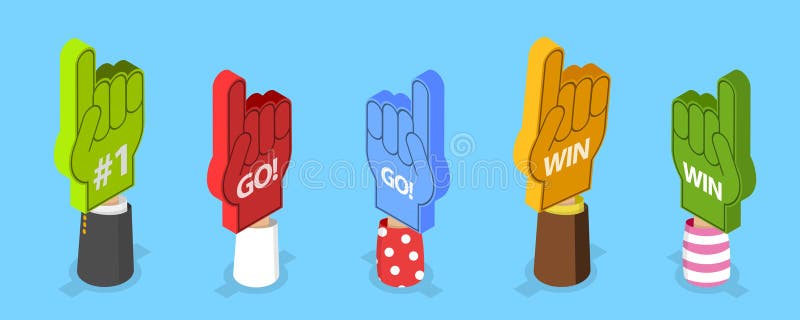 3D Isometric Flat Vector Set of Colorful Foam Hands Stock Vector ...