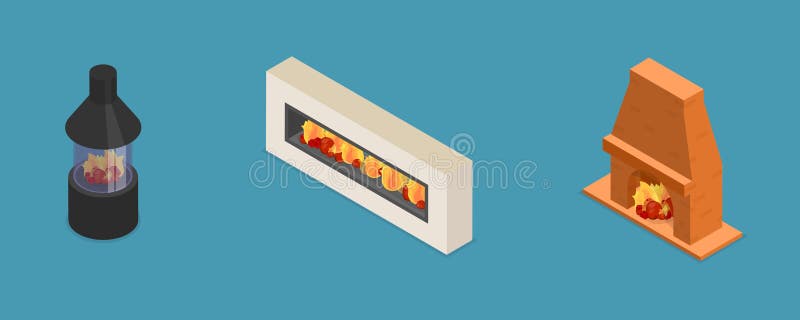 Isometric Fireplaces Stock Illustrations – 18 Isometric Fireplaces ...