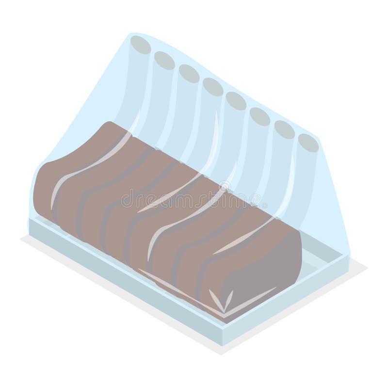Frozen Meat Illustration with Label and Barcode. Packaged Raw Steak ...