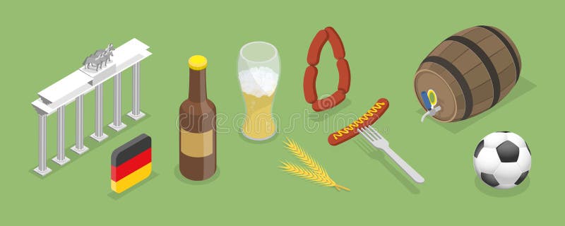 3D Isometric Flat Vector Set of German Symbols Stock Vector ...