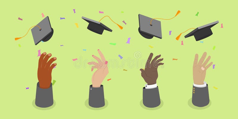 3D Isometric Flat Vector Set of Graduate Students Stock Vector ...