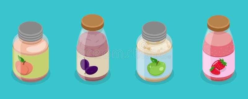3D Isometric Flat Vector Set of Jam Glass Jars Stock Vector ...