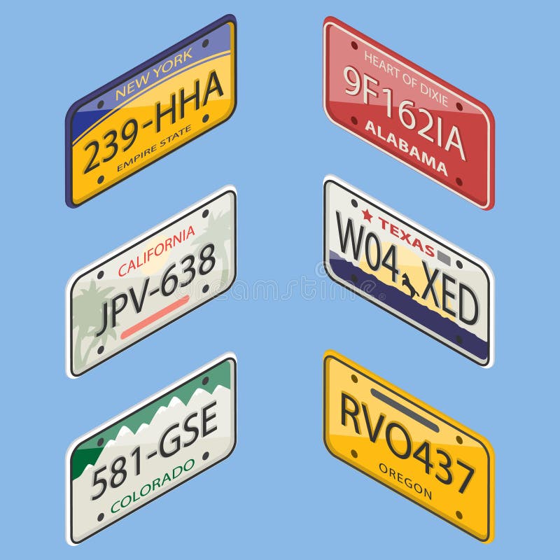 3D Isometric Flat Vector Set of License Plates Stock Illustration ...