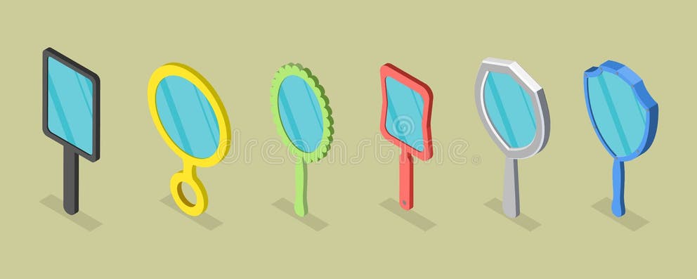 3D Isometric Flat Vector Set of Mirrors Stock Vector - Illustration of ...