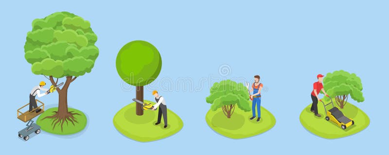 3D Isometric Flat Vector Set of Professional Gardener Stock Vector ...