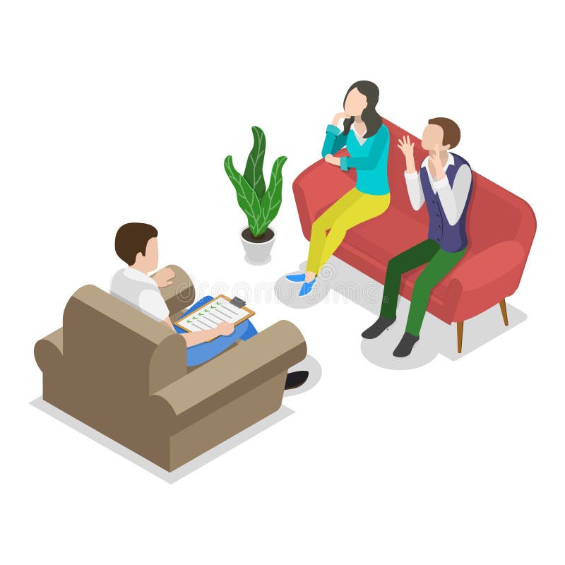 3D Isometric Flat Vector Set of Psychotherapy Session Scenes. Item 2 ...