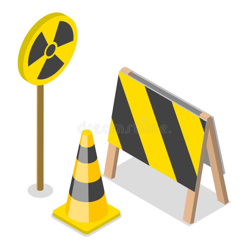 3D Isometric Flat Vector Set of Radioactive Waste Items. Item 4 Stock ...