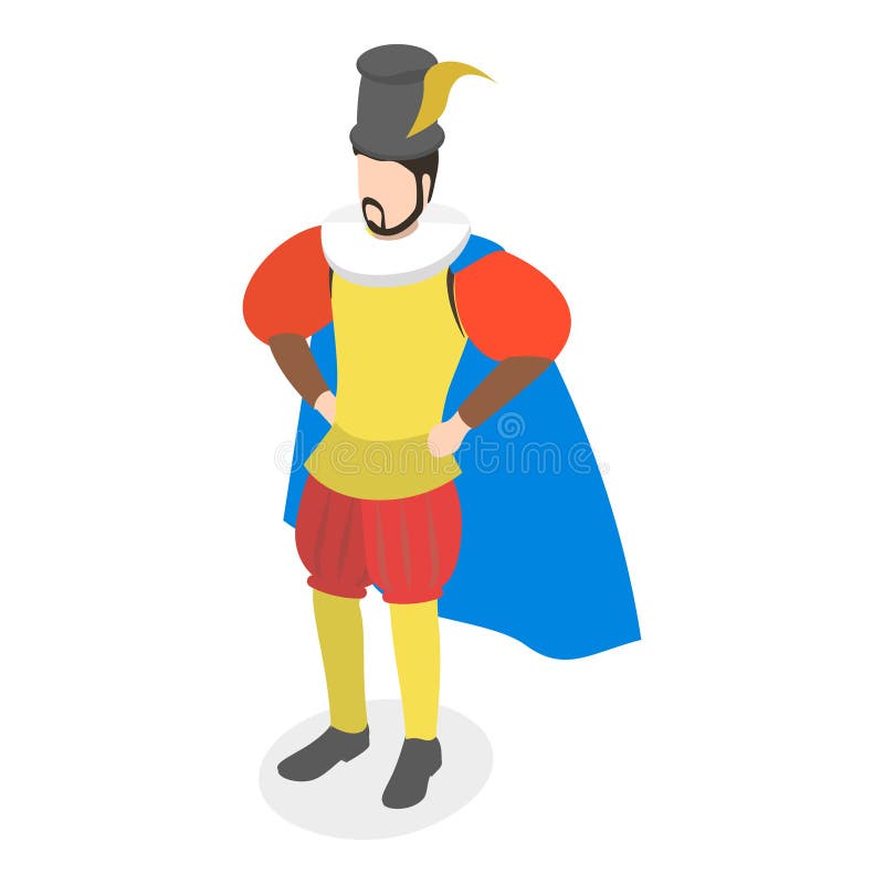 3D Isometric Flat Vector Set of Renaissance Characters. Item 2 Stock Vector - Illustration of ...