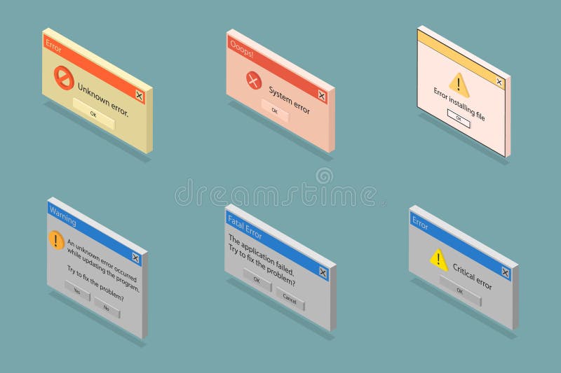 3D Isometric Flat Vector Set of Retro Error Messages Stock Vector ... 3D Isometric Flat Vector Set of Retro Error Messages Stock Vector ...